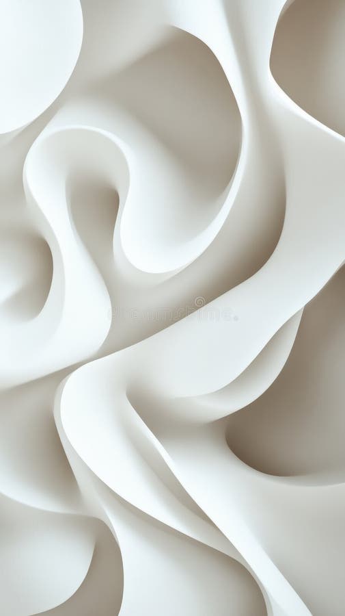 Abstract White Flowing Shapes with Smooth Curves, Modern Minimal Design ...