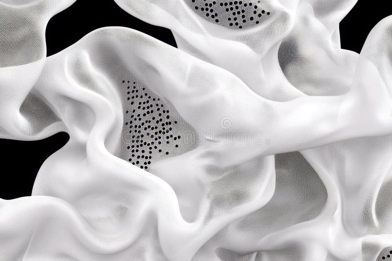 Abstract White Fluid Forms on Black Background Stock Illustration ...