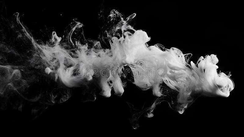 Abstract White Fluid Swirling on Black Background Stock Illustration ...