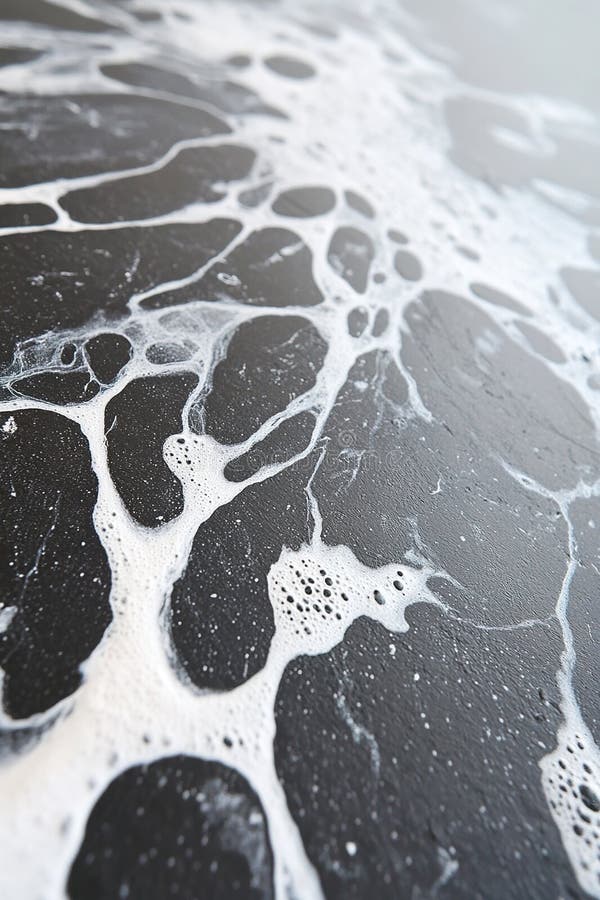Abstract White Foam Patterns on Black Surface with Textured Design ...