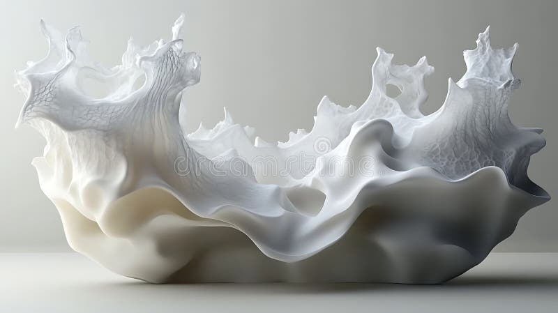 Abstract White Form with Textured Surface and Organic Shape Visualizing ...