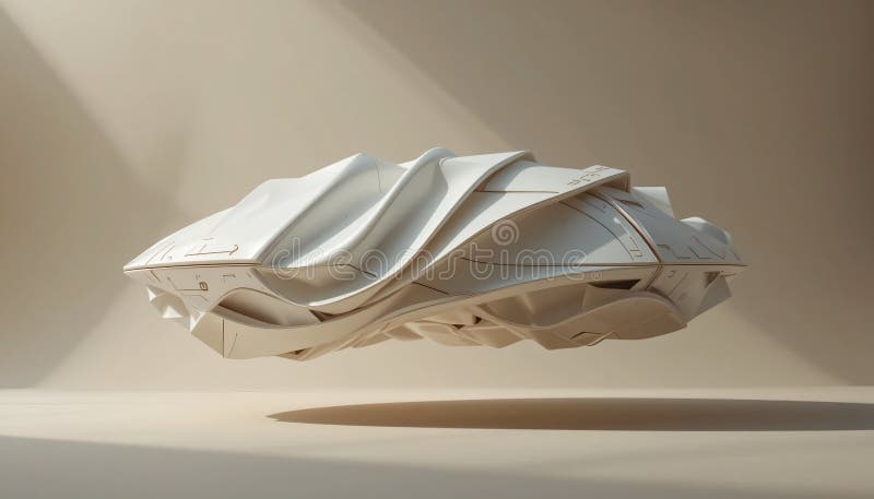 Abstract White Form with Flowing Curves in Soft Surreal Setting Stock ...