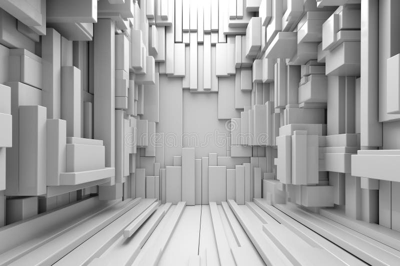 Abstract White Futuristic Blocks Background. Sci-fi Illustration Stock ...
