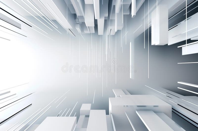Abstract White Futuristic Blocks Background. Sci-fi Illustration Stock ...