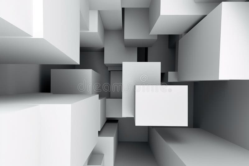 Abstract White Futuristic Blocks Background. Sci-fi Illustration Stock ...