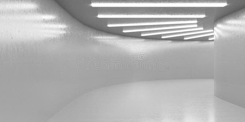 Abstract White Futuristic Modern Underground Hallway Hall 3d Render ...
