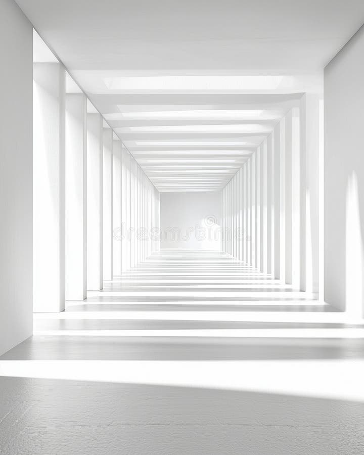 Abstract White Gallery Space with Soft Shadows and Minimal Atmospheric ...