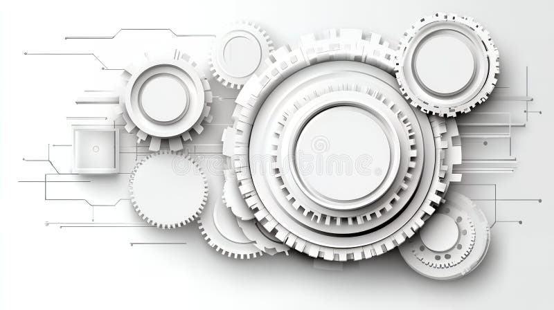 Abstract White Gears and Circuit Board Design Stock Illustration ...