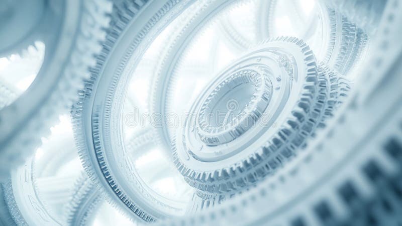 Abstract White Gears Interlocking in Complex Design Stock Illustration ...