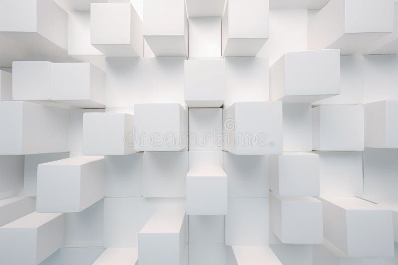 Abstract White Geometric Background with Cubes Stock Illustration ...