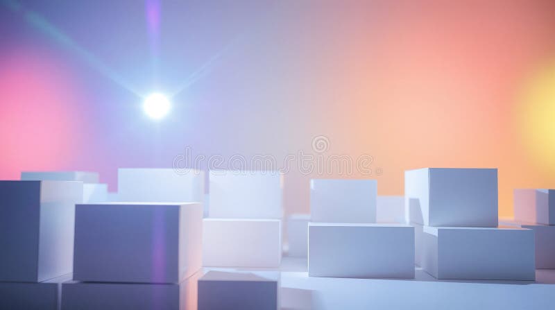 Abstract White Geometric Boxes on Reflective Surface Background for ...