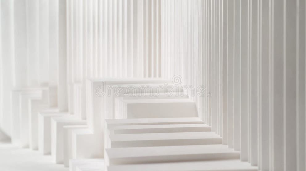 Abstract White Geometric Columns Architecture Stock Illustration ...