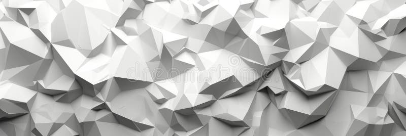 Abstract White Geometric Faces Polygonal Background, 3D Rendered ...