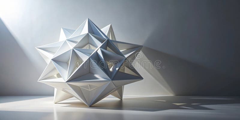 Abstract White Geometric Form Illuminated by Sunlight Casting Shadows ...