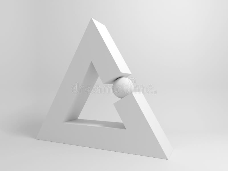 Abstract White Geometric Installation with a Sphere and Triangle, 3d ...