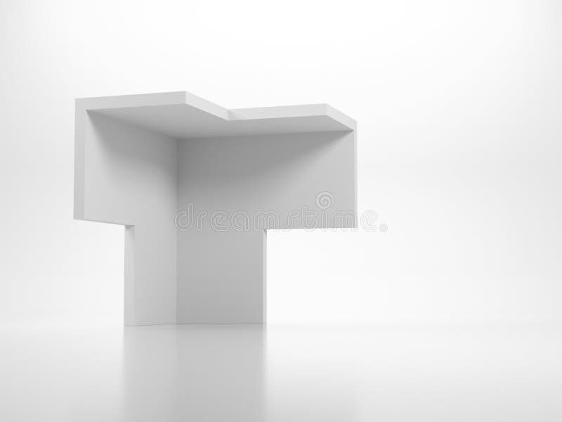 Abstract White Geometric Object, Empty Corner, 3 D Stock Illustration ...