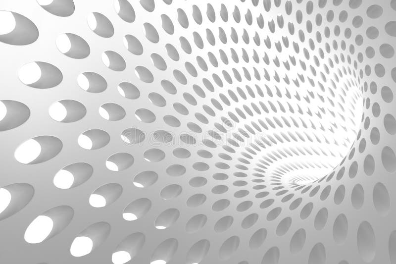 Abstract White Geometric Pattern with Circular Openings and Curved ...