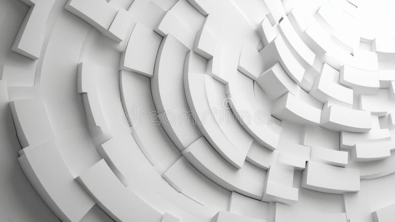 Abstract White Geometric Pattern With Layered Shapes Creating Depth And Texture Design Features