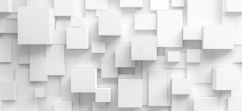 Abstract White Geometric Shapes Background with 3D Cubes and Rectangles Stock Photo - Image of ...