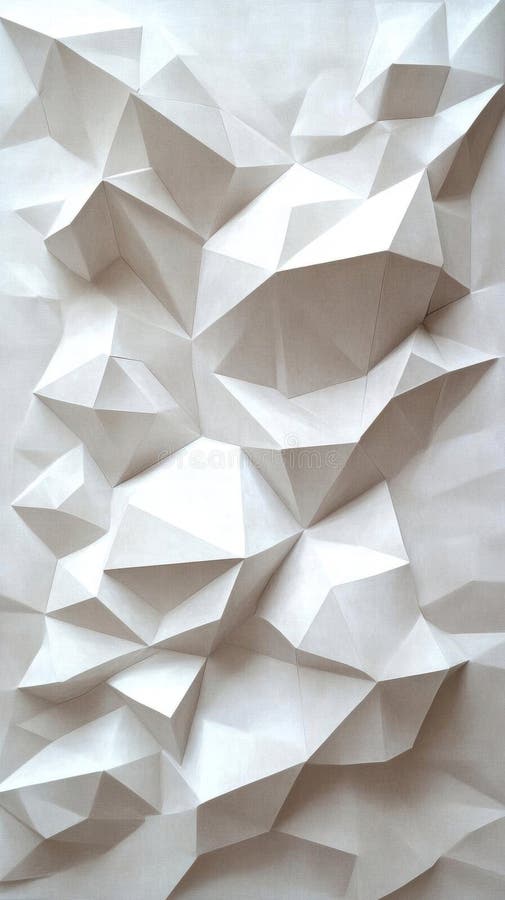 Abstract White Geometric Shapes Creates Textured Surface with Low ...