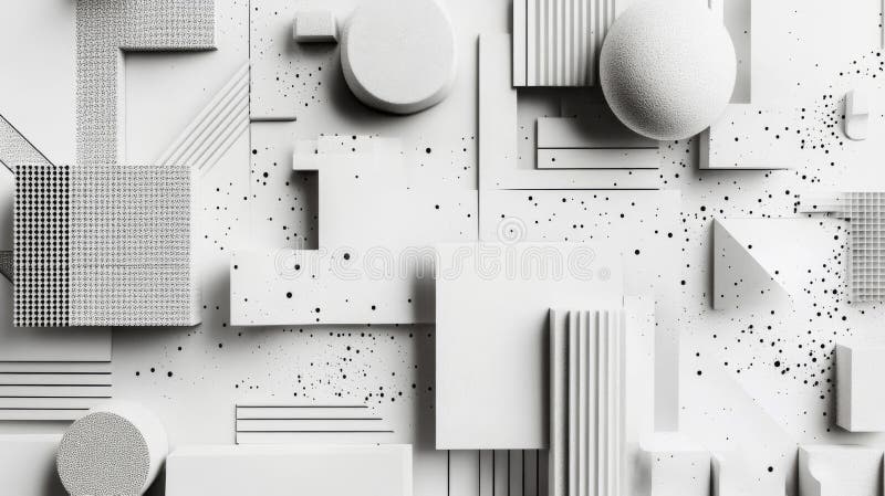 Abstract White Geometric Shapes 3D Background Stock Illustration ...