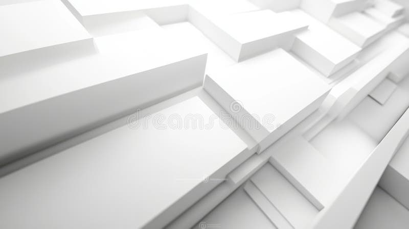 Abstract White Geometric Shapes in a Modern 3D Environment. Light ...