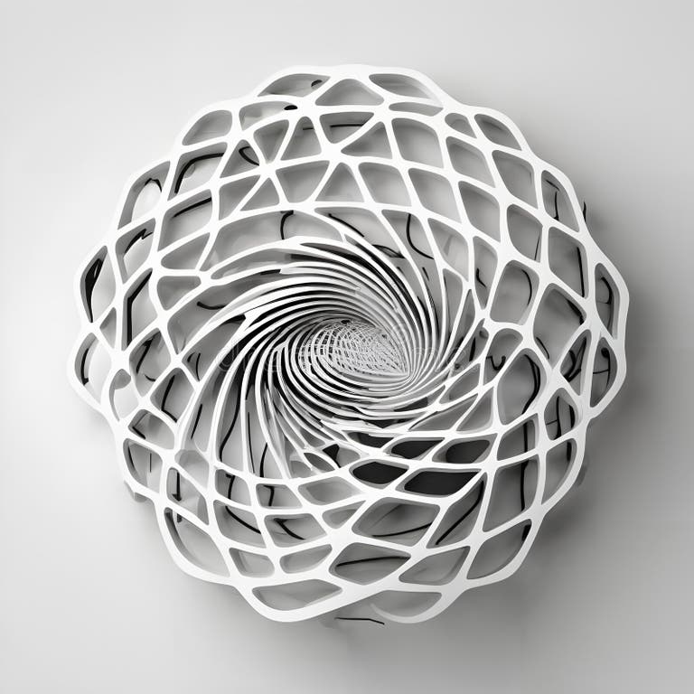 Abstract White Geometric Spiral with Intricate Interwoven Patterns ...