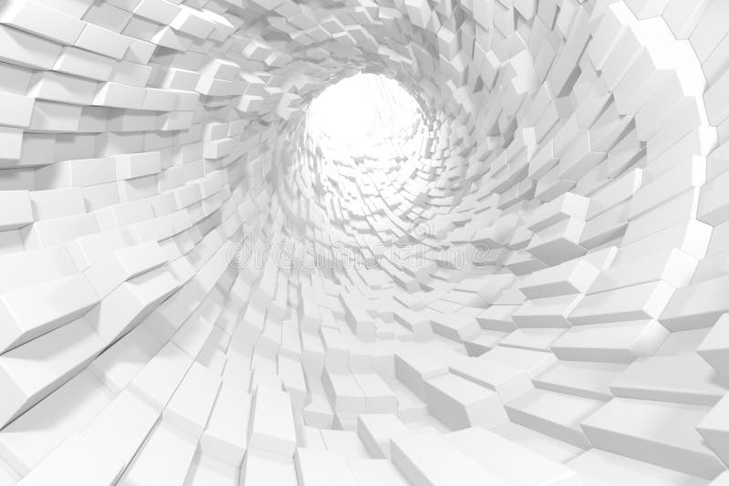 Abstract White Geometric Tunnel with Dynamic Perspective for Modern Design Stock Illustration ...