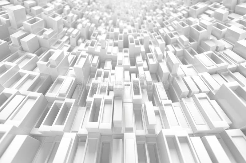 Abstract White Geometric Urban Landscape with Modern Architecture Stock ...