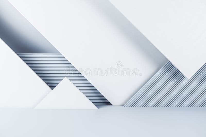 Abstract White Geometric Wall Background. Stock Illustration ...
