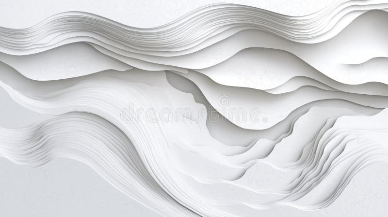Abstract White Geometric Wave Design. Layered Papercut Style ...