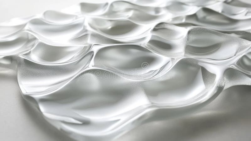 Abstract White Glass Sculpture with Wavelike Forms Stock Illustration ...