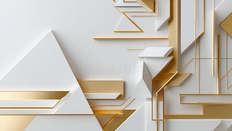 Abstract White and Gold Geometric Shapes Background Stock Illustration ...