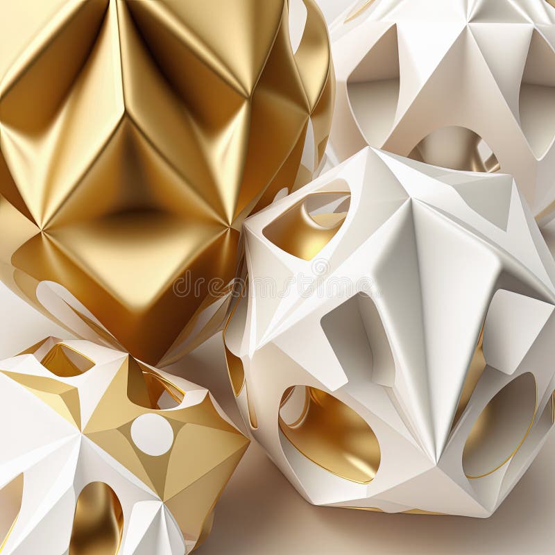 Abstract White and Gold Polygonal Background. Generative AI Stock ...