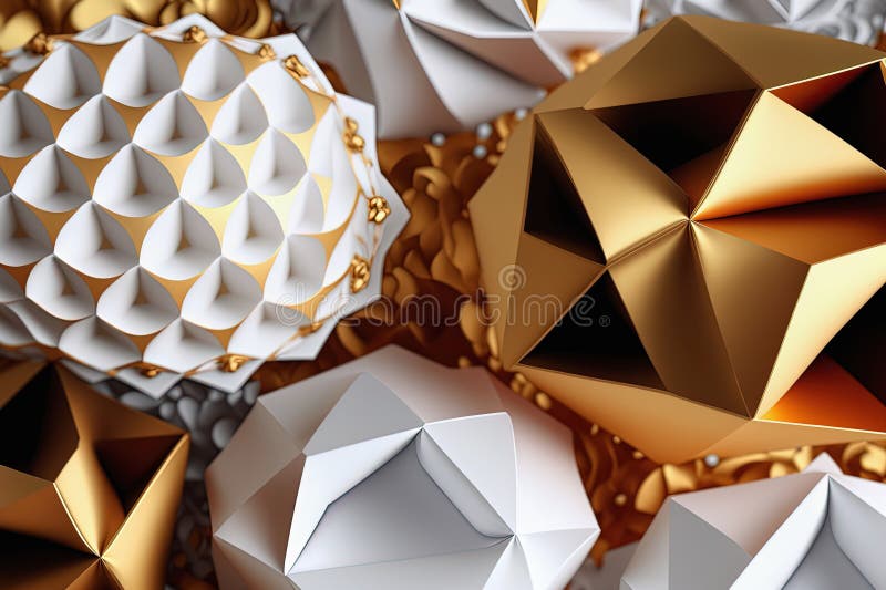 Abstract White and Gold Polygonal Background. Generative AI Stock ...
