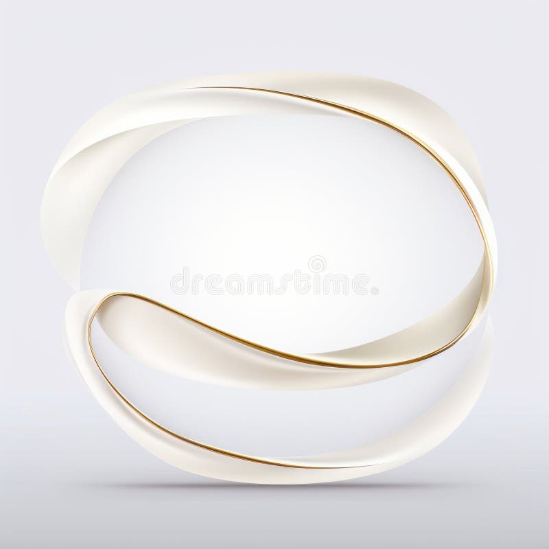 An Abstract White and Gold Ribbon in the Shape of a Circle Stock ...