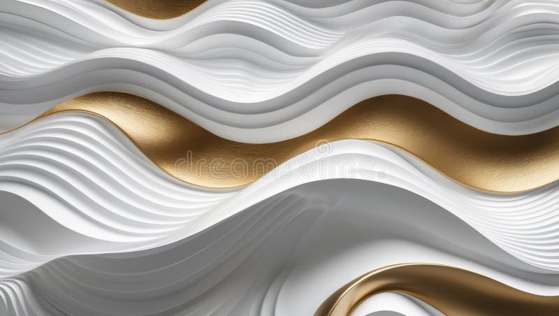 Abstract White and Gold Wavy Layers Design. Stock Photo - Image of ...