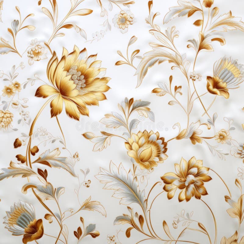 Abstract White and Golden Floral Wall Patch with Realistic Usage of ...