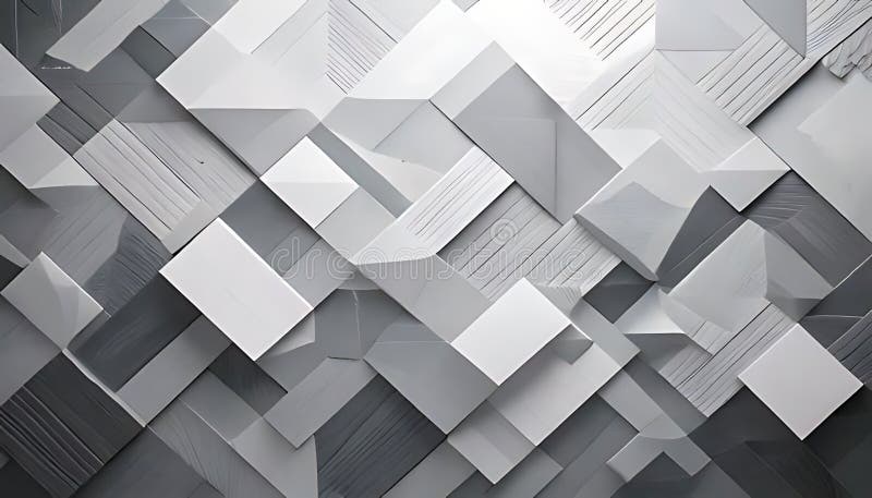 Abstract White and Gray Geometric Shapes Form an Interlocking, Textured ...