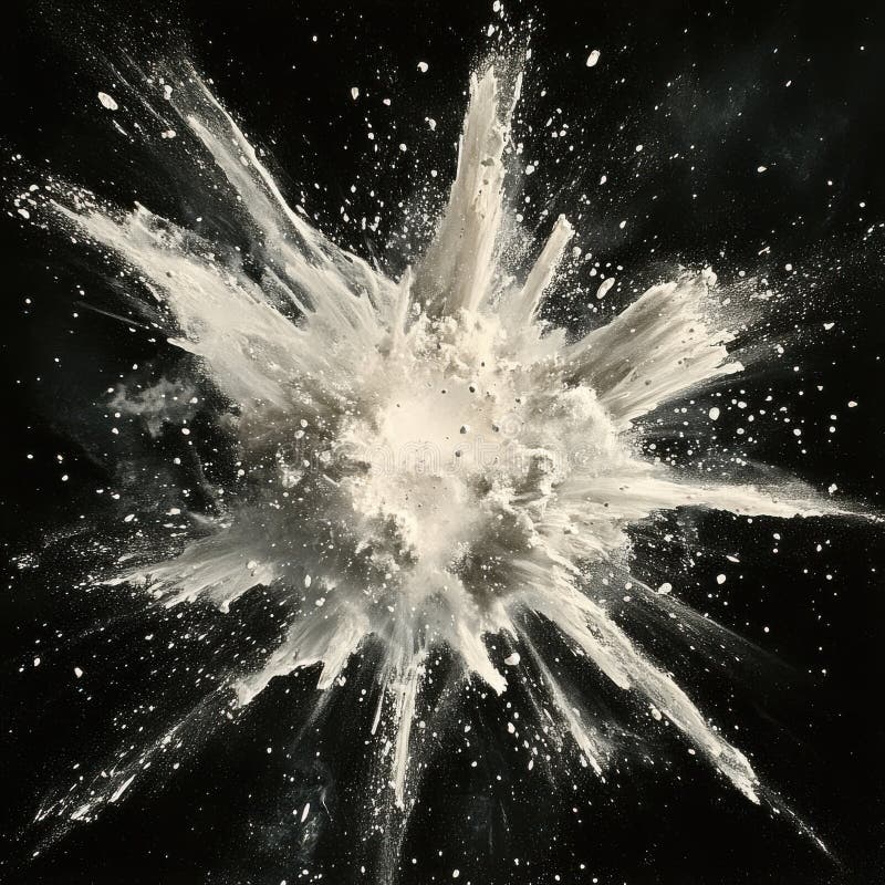 Abstract White and Gray Powder Explosion on Black Background Stock ...