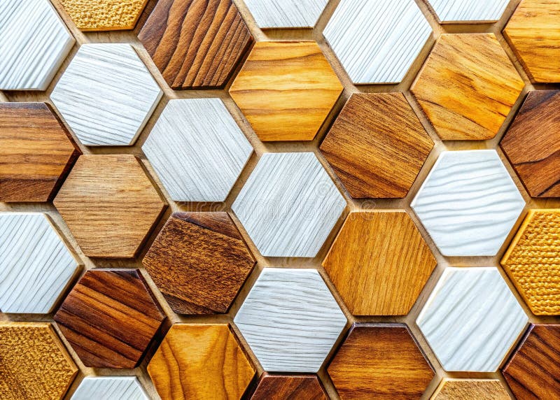 Abstract White Hexagon Wood Pattern Macro Background Seamless Geometric ...