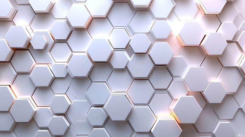 Abstract White Hexagonal Background Surface with Random Height and Warm ...
