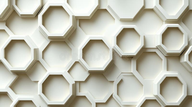 Abstract White Hexagonal 3D Wall Panel Background. Generative AI Stock ...