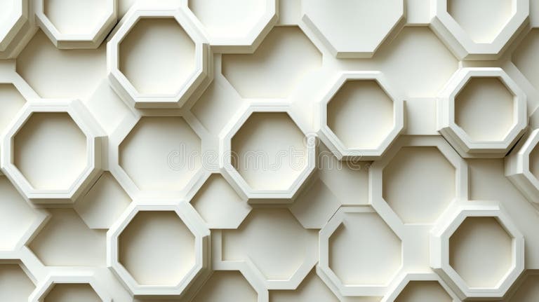 Abstract White Hexagonal 3D Wall Panel Background. Generative AI Stock ...