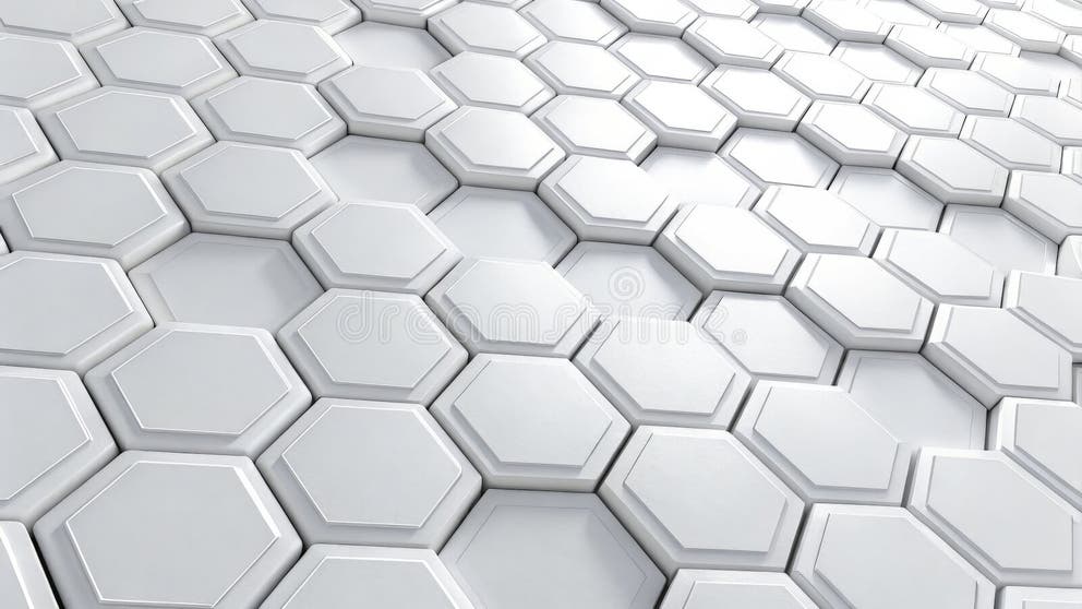 Abstract White Hexagonal Pattern Creating a Seamless 3D Surface ...