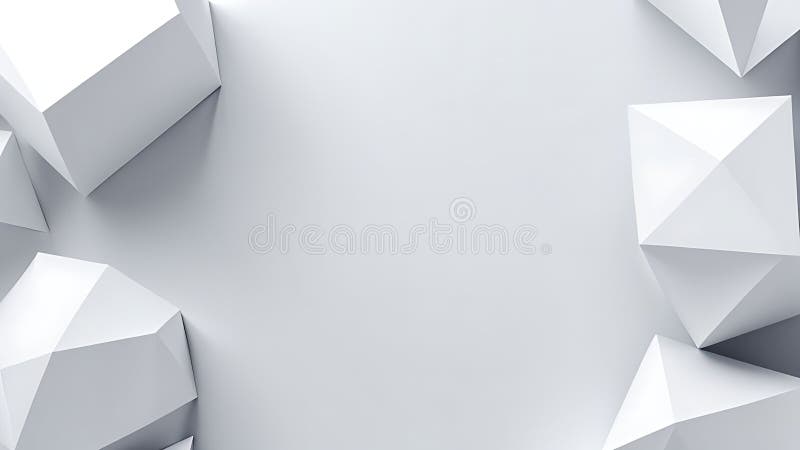 Abstract White Horizontal Background with Geometric White 3D Shapes ...