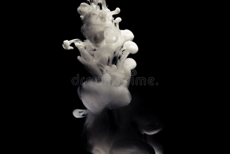 Abstract White Ink in Water on a Black Background. Ink in Water Stock ...