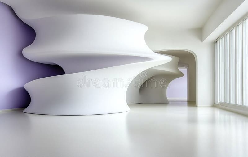 Abstract White Interior Design Modern Architecture Smooth Curves ...