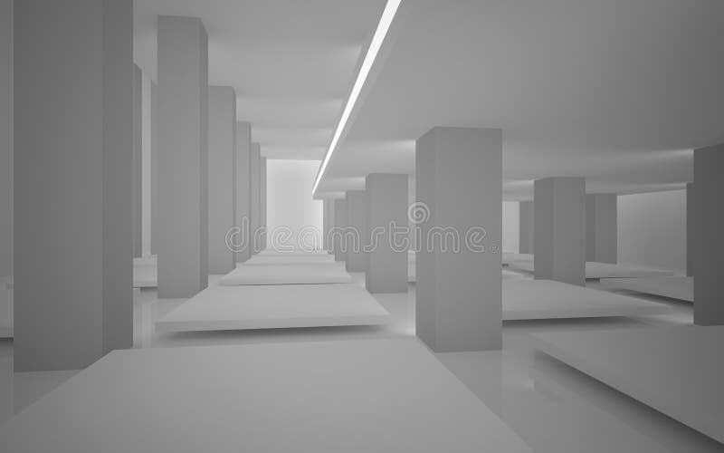 Abstract White Interior of the Future, with Neon Lighting. Stock ...