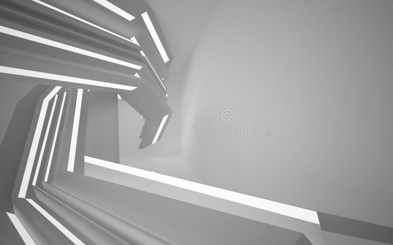Abstract White Interior of the Future, with Neon Lighting. Stock ...